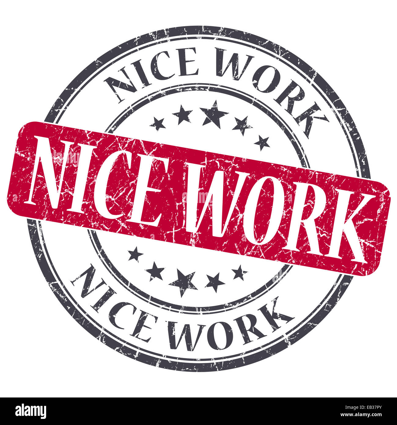 Nice work red grunge textured vintage isolated stamp Stock Photo - Alamy