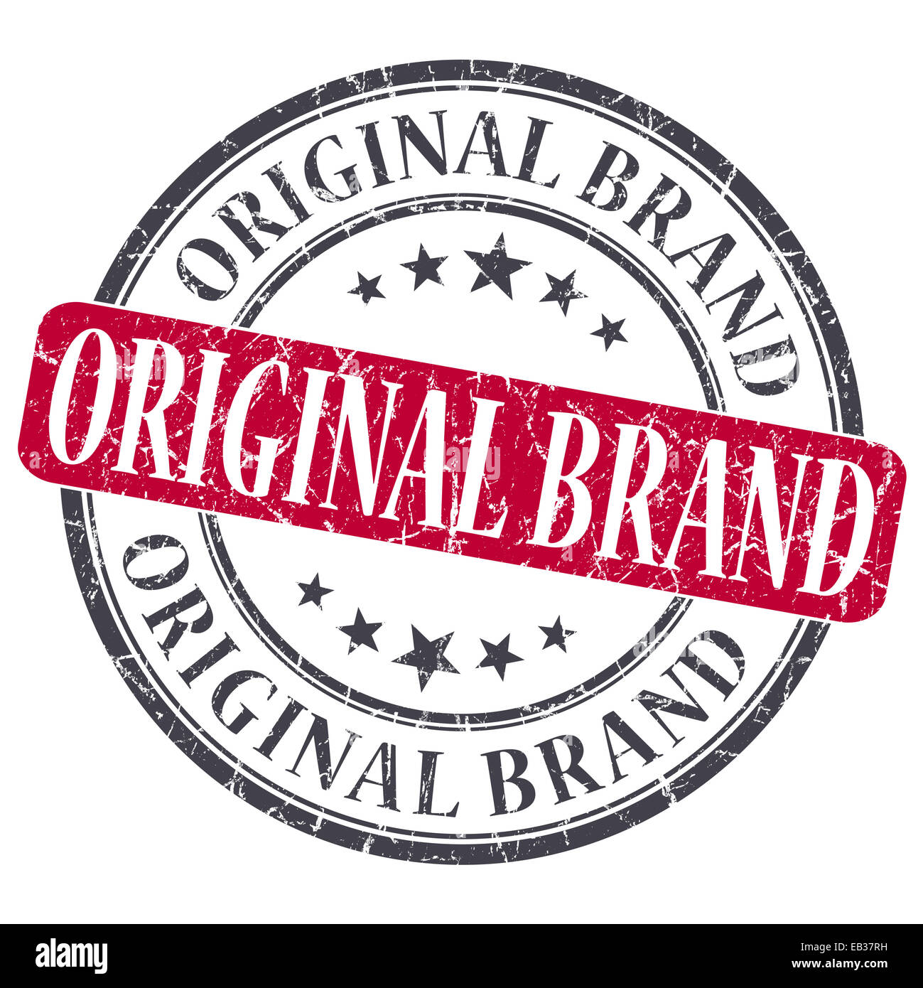 Original Brand red grunge round stamp on white background Stock Photo ...