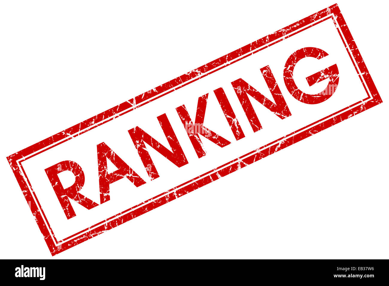 Ranking red square grungy stamp isolated on white background Stock ...