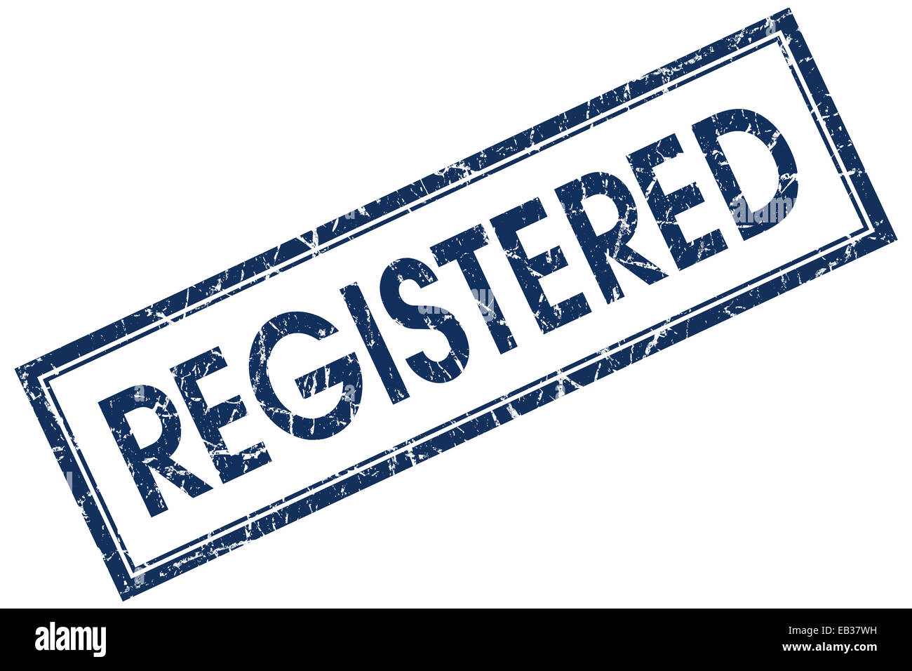 registered blue square stamp Stock Photo - Alamy