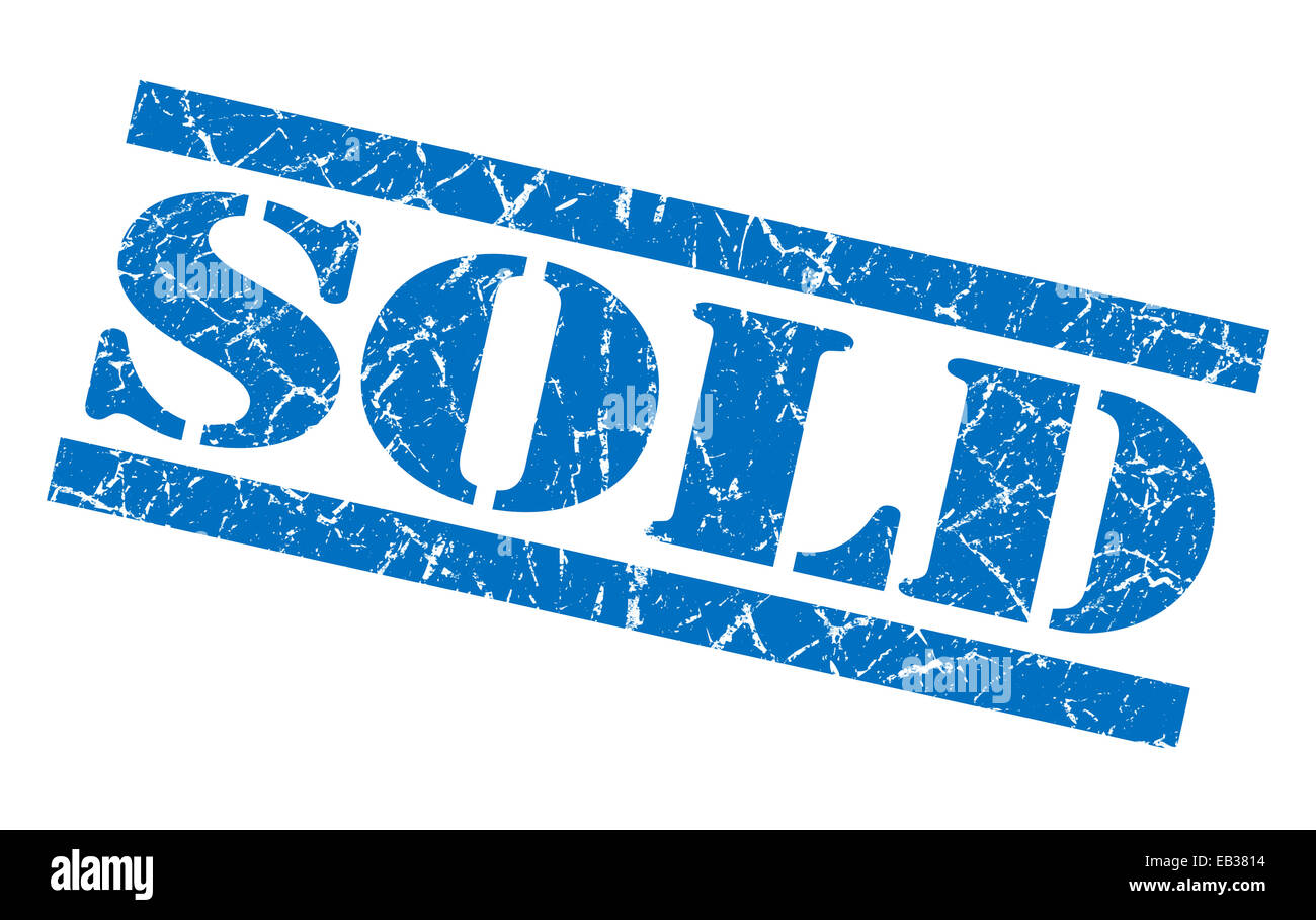sold blue grunge stamp isolated on white Stock Photo - Alamy