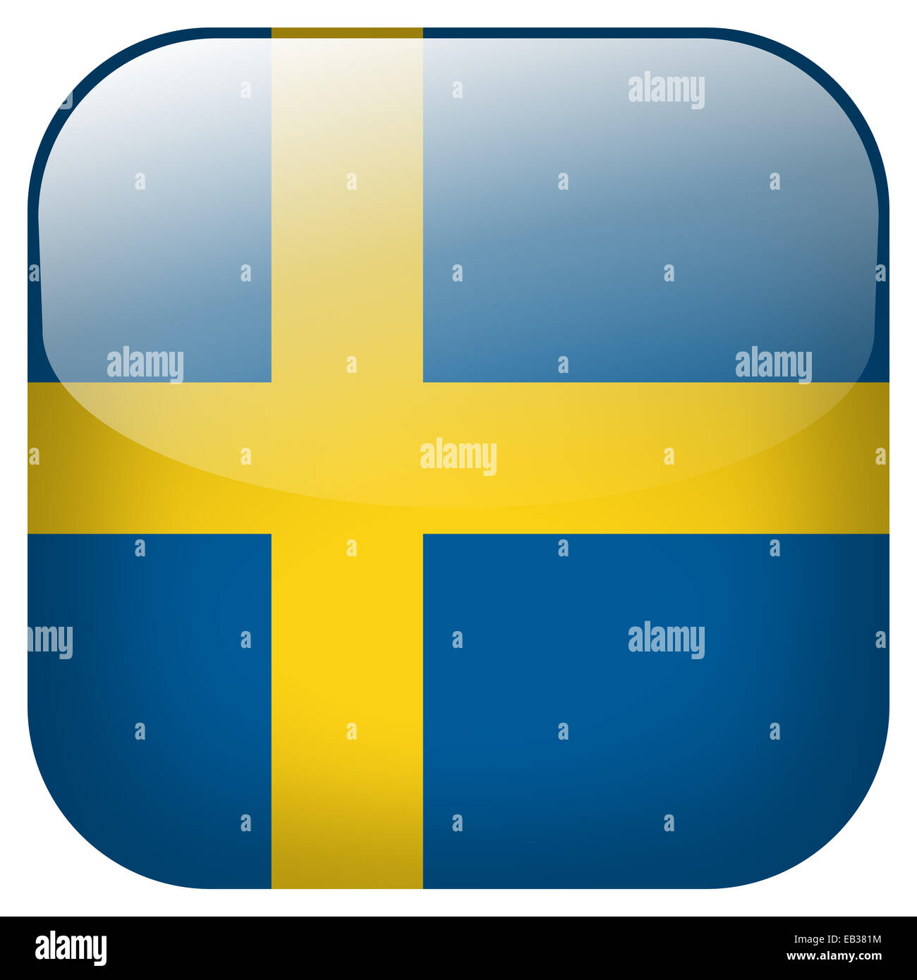Sweden national flag square button isolated on white background Stock ...