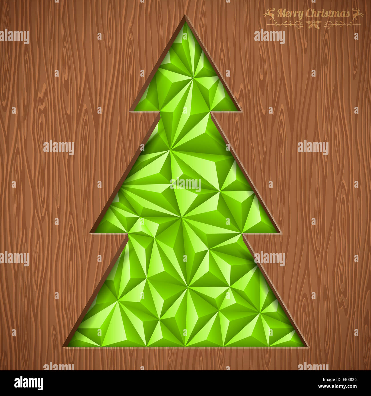 Christmas Triangle Mosaic Pattern with Tree Carved from Wood ...