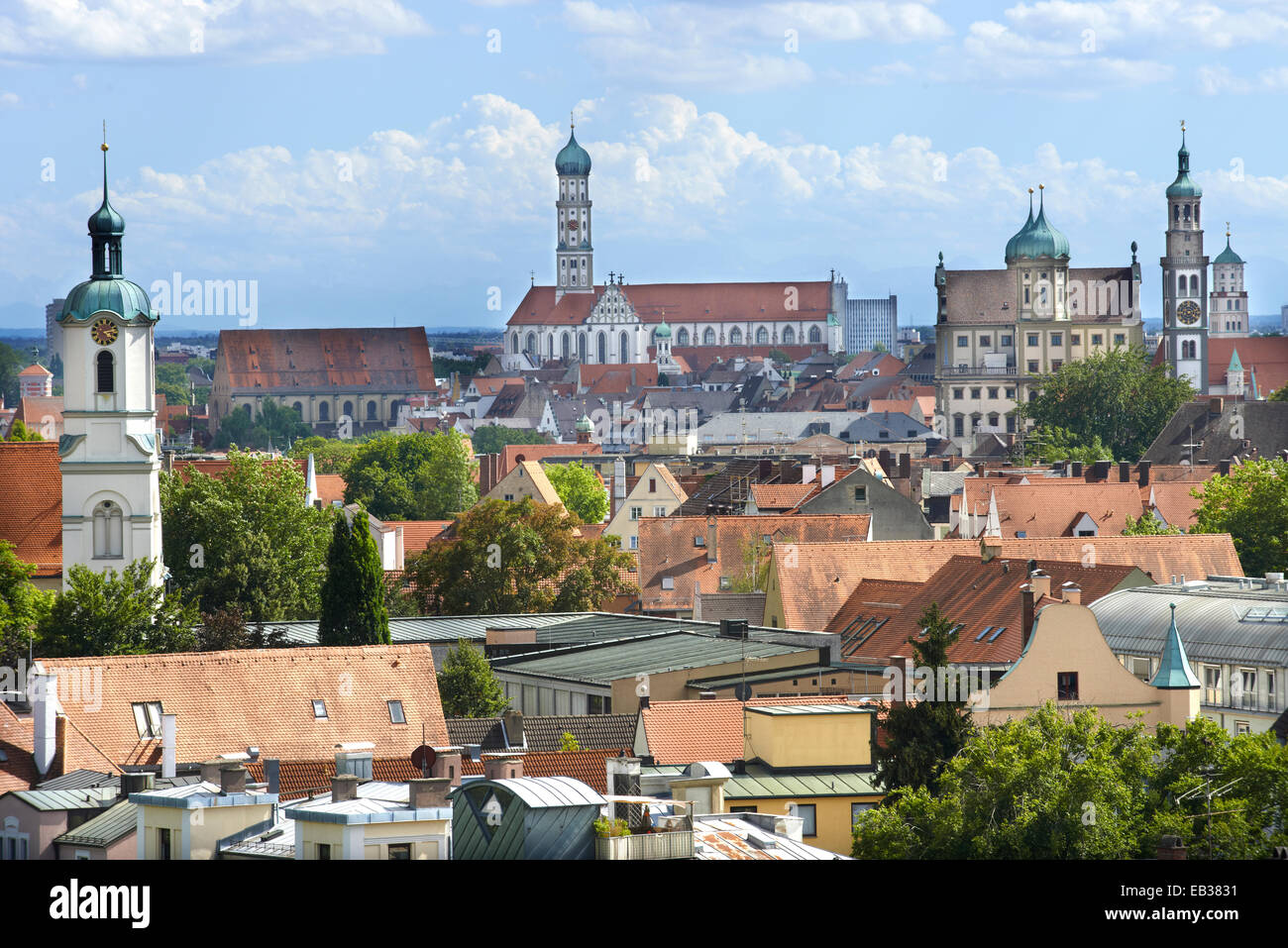 Cityscape of Augsburg, historic center, Augsburg, Swabia, Bavaria ...