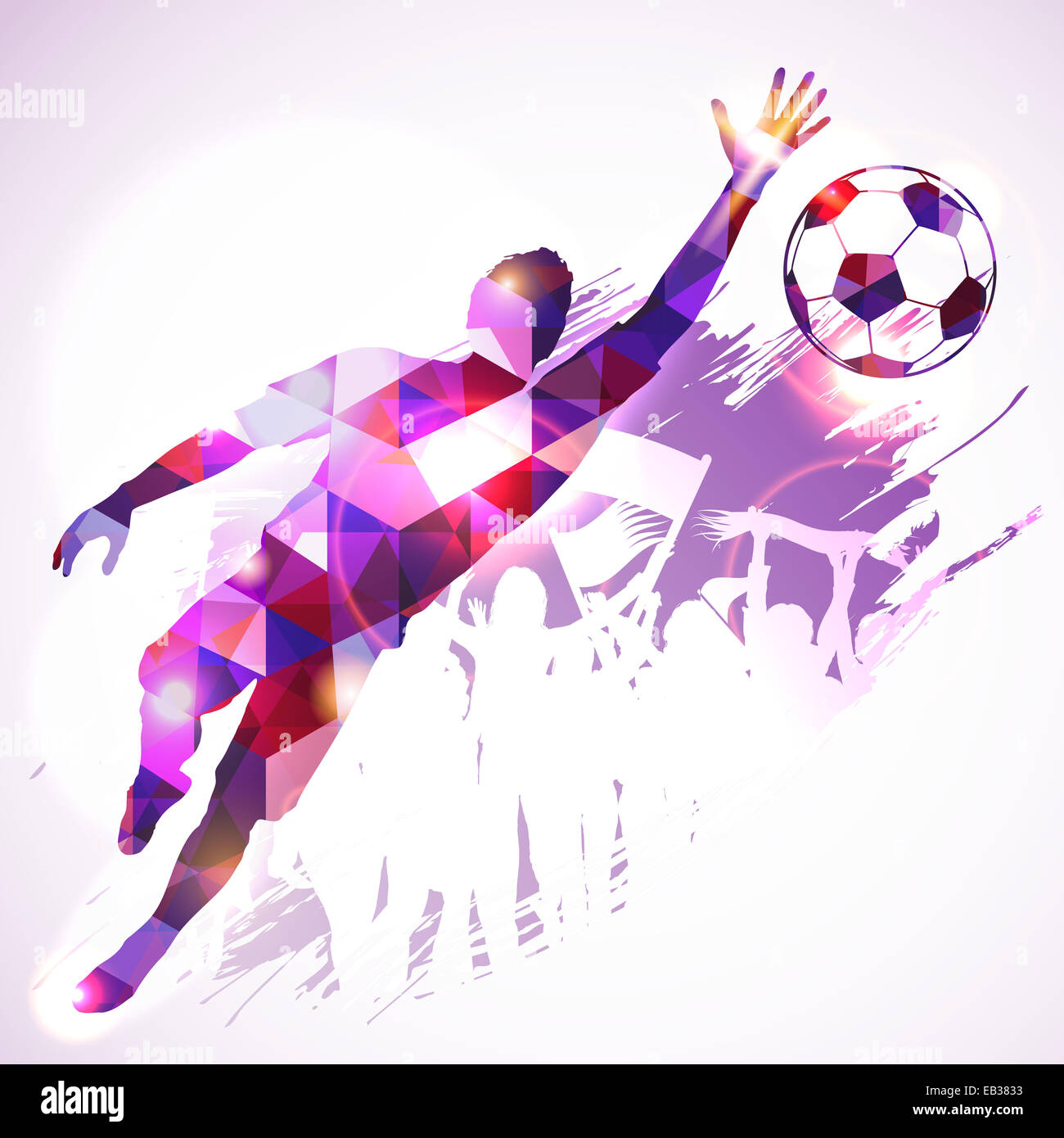 Silhouette Soccer Player Goalkeeper and Fans in Mosaic Pattern on ...