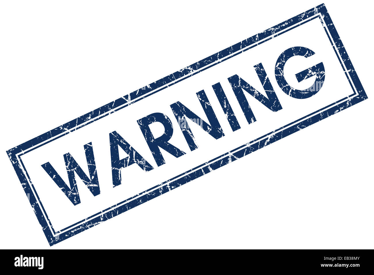 warning blue square stamp Stock Photo - Alamy