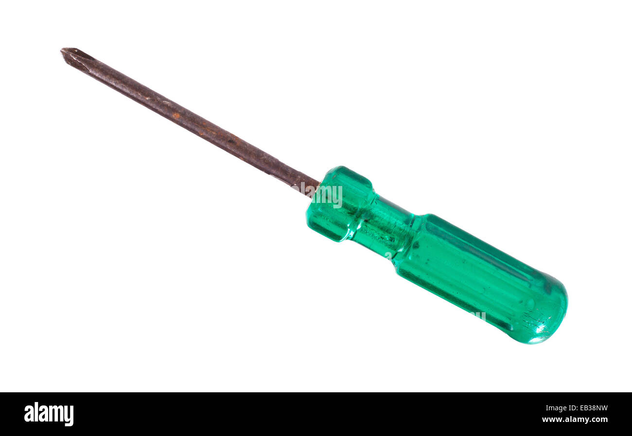 Old used screwdriver with plastic grip, isolated on white Stock Photo ...