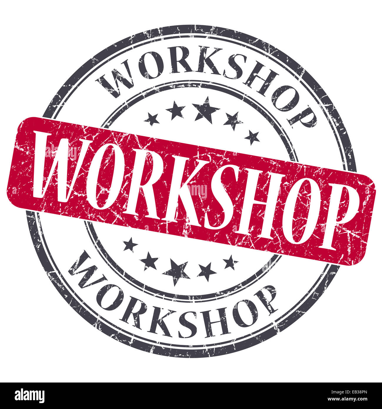 Workshop red grunge textured vintage isolated stamp Stock Photo - Alamy