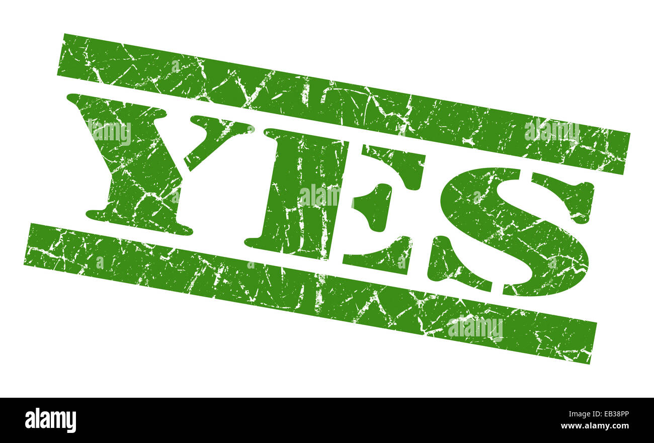 Yes green grunge stamp Stock Photo - Alamy