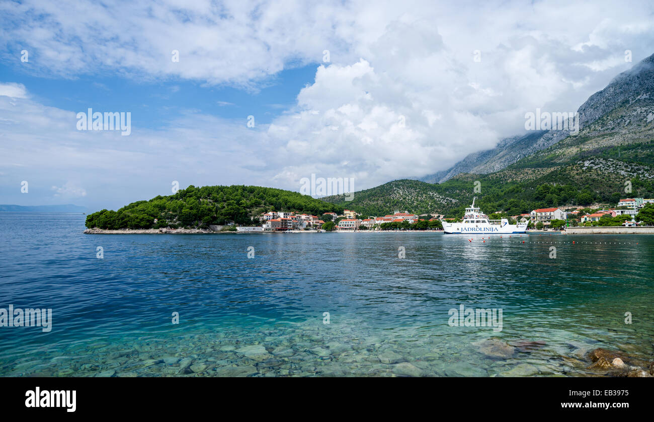 A ferry connecting Dalmatian coast with Hvar island. Drvenik, Croatia ...