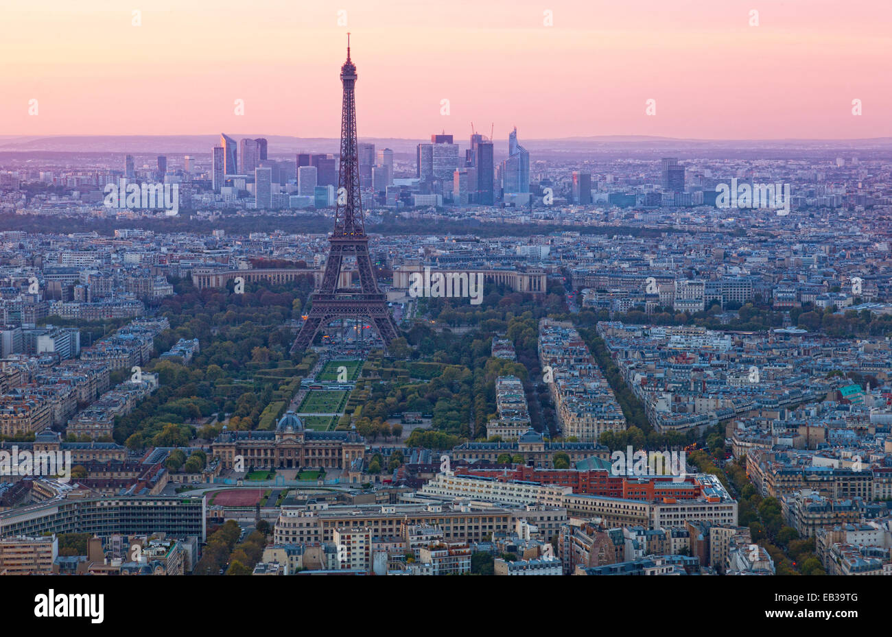 Aerial view of Paris at sunset Stock Photo - Alamy