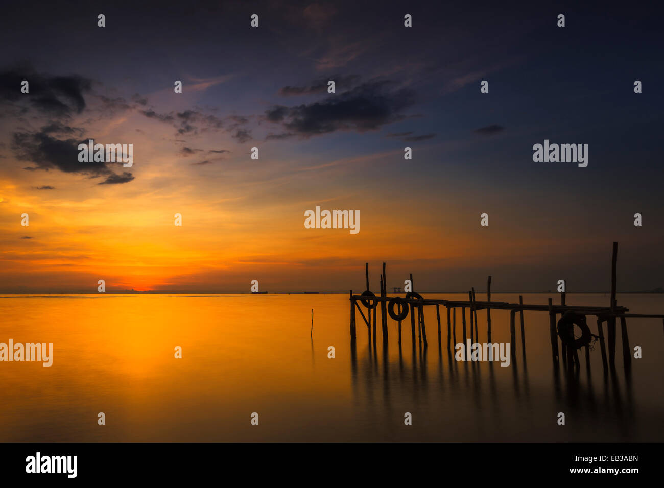 Indonesia, West Java, Cirebon, Traditional wooden bridge heading ...