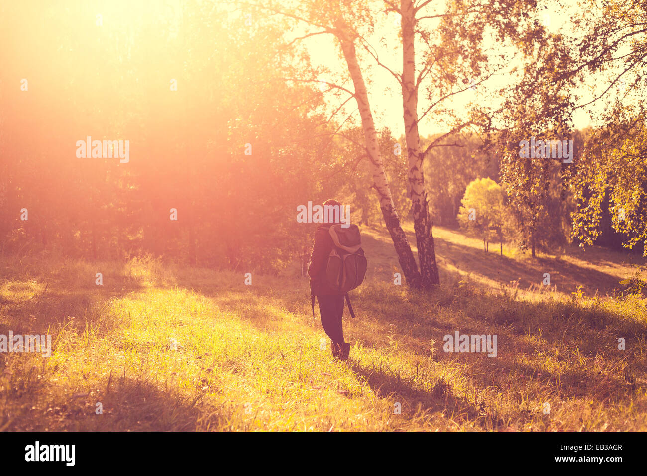 Mari man carrying backpack in rural field Stock Photo - Alamy
