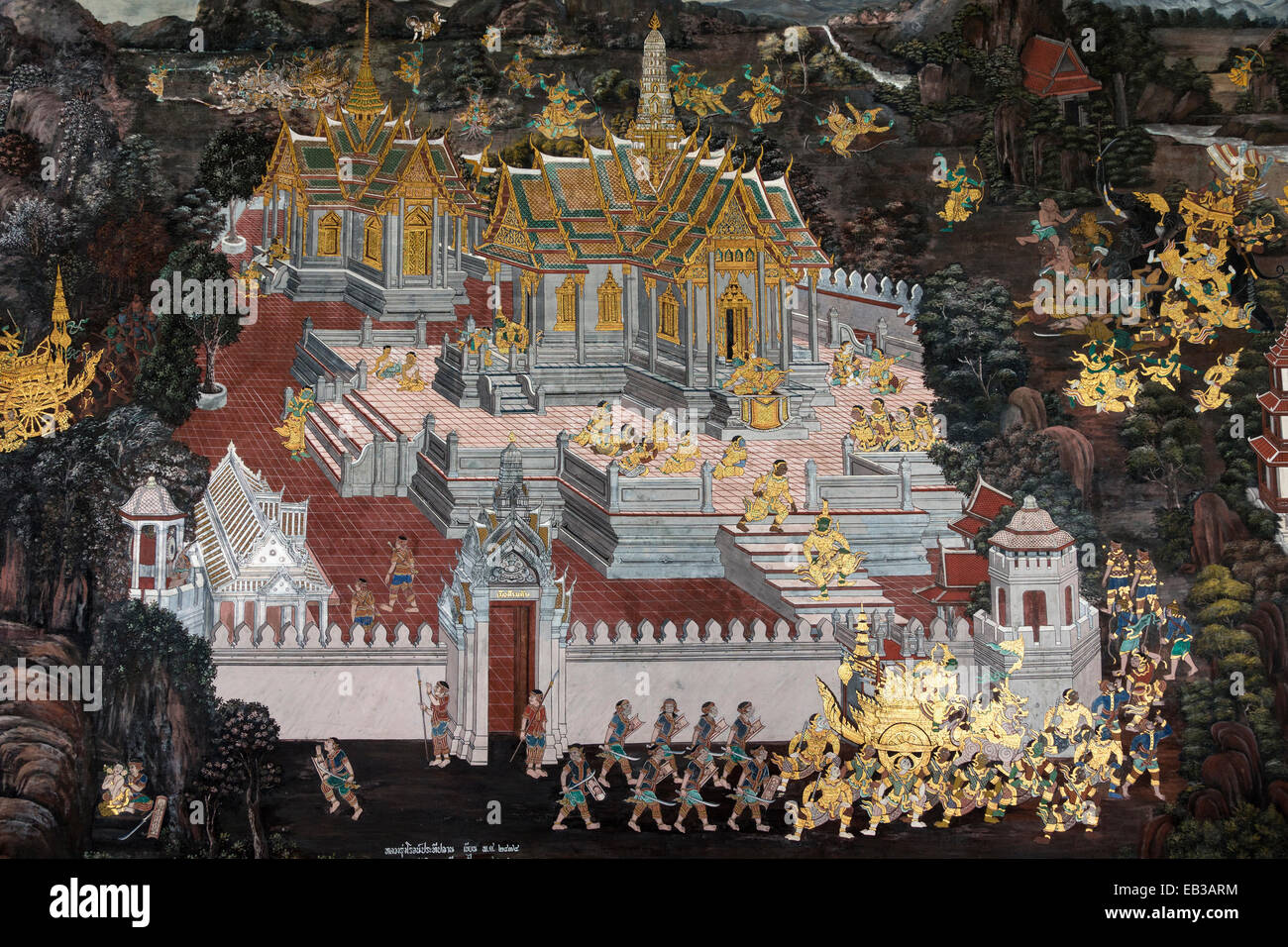 Ramakien gallery detail, Wat Phra Kaew compound, Grand Palace, Bangkok ...