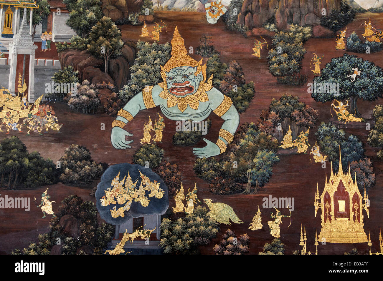 Ramakien gallery detail, Wat Phra Kaew compound, Grand Palace, Bangkok ...