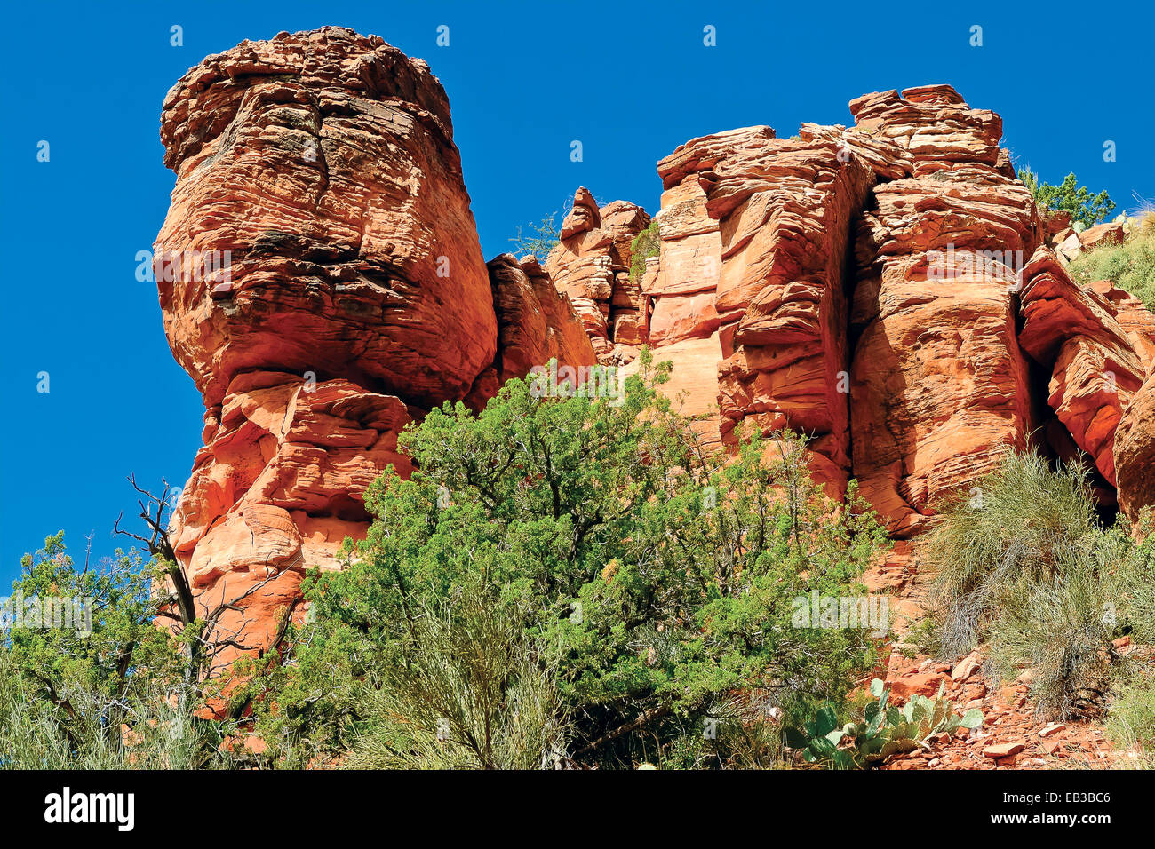 USA, Arizona, Yavapai County, Sedona, View of scorched face of Bear ...