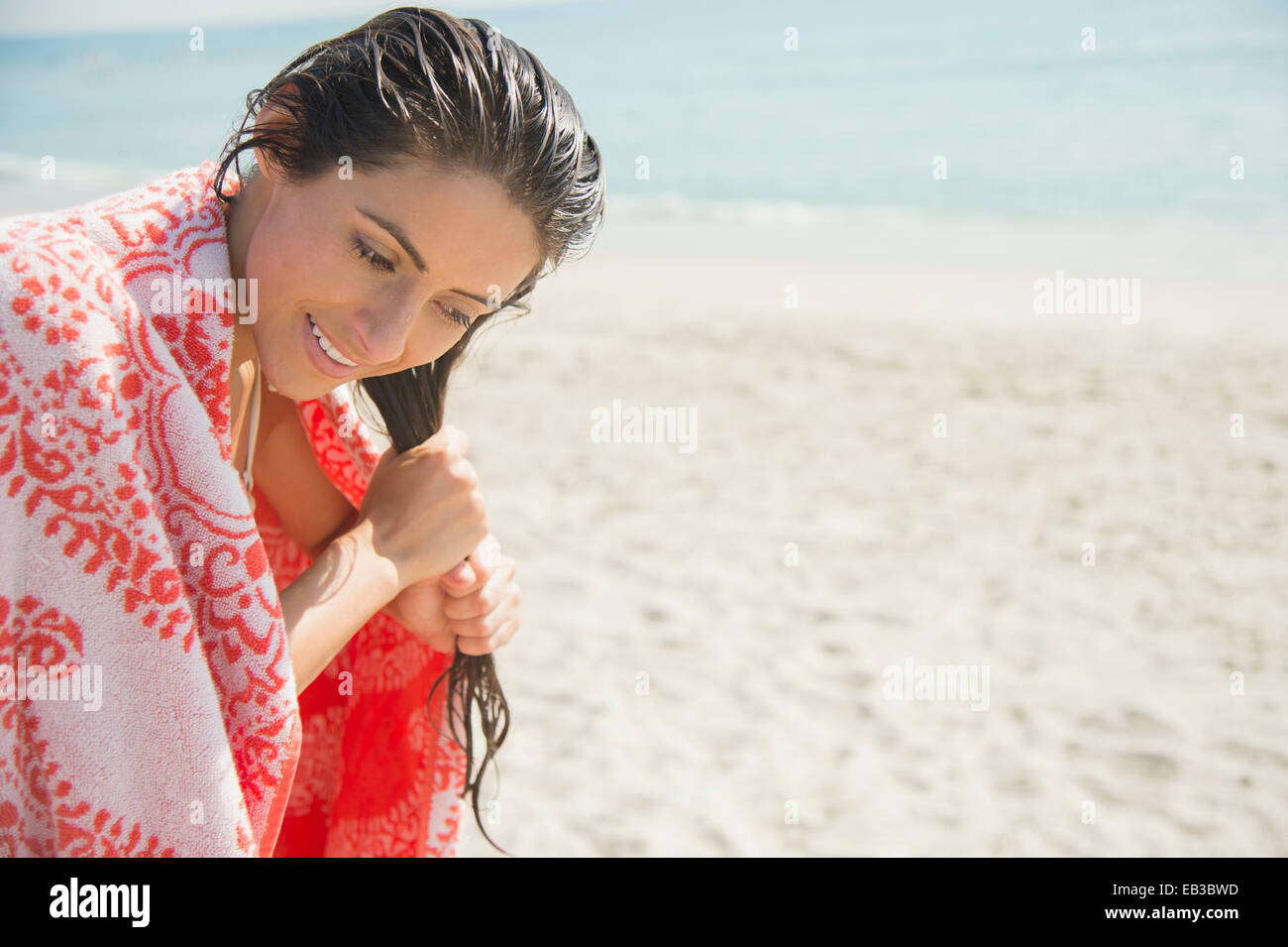Women drying her hair with towel hi-res stock photography and images ...