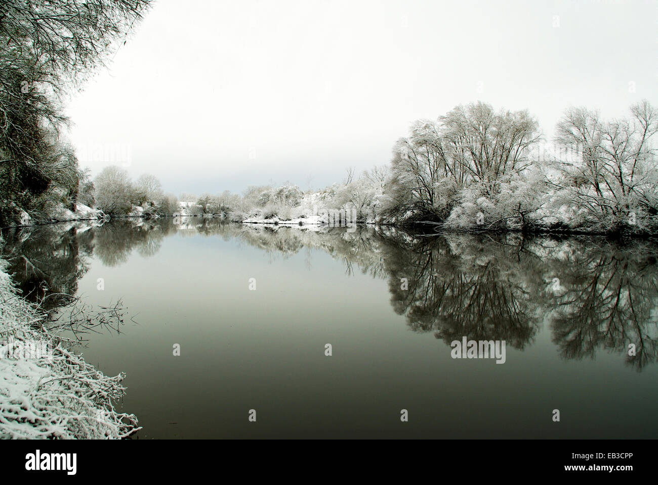 Frozen lake in winter Stock Photo - Alamy