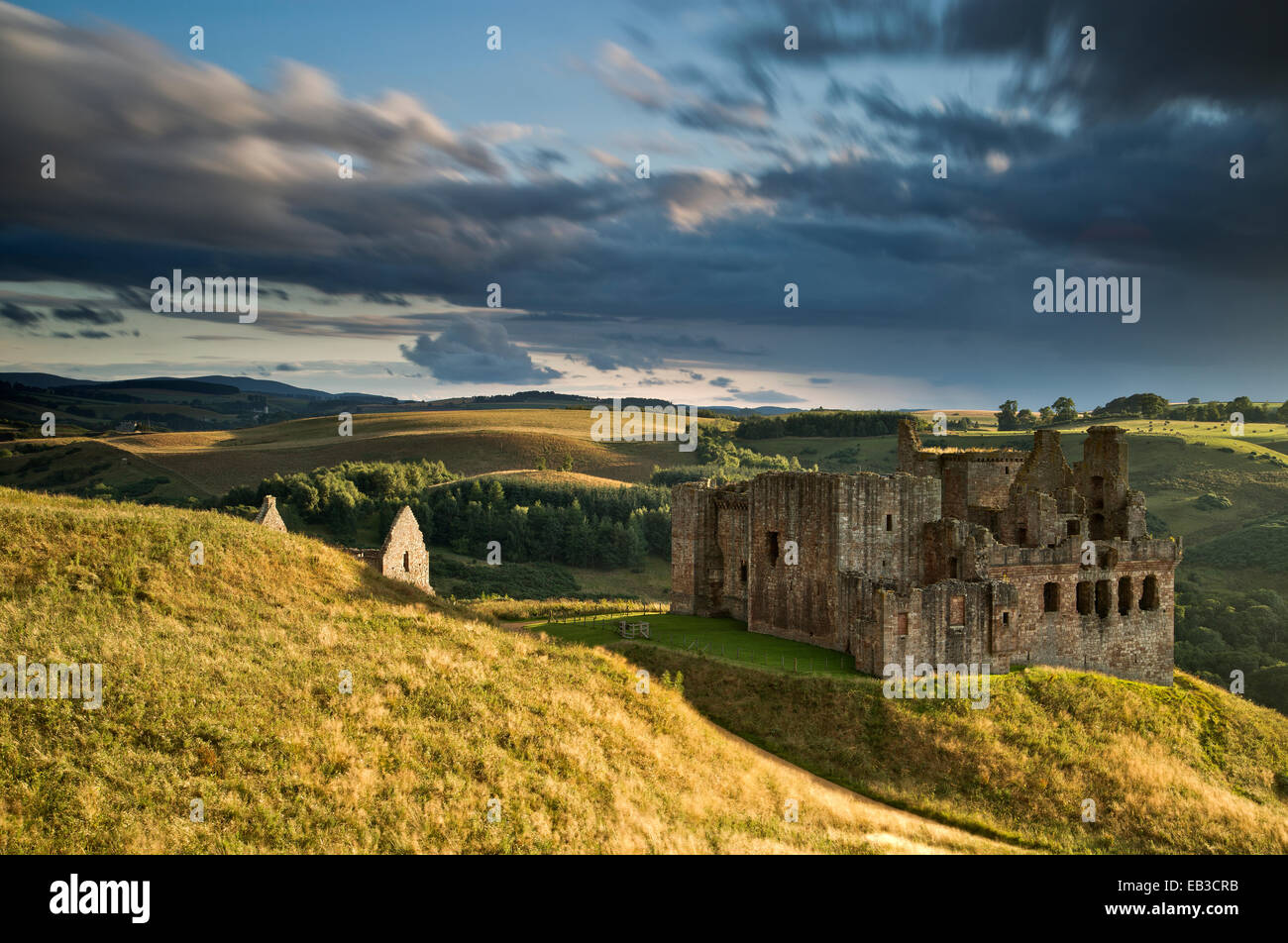 UK, Scotland, Midlothian, Pathhead, Ruins of Crichton Castle and Stock ...