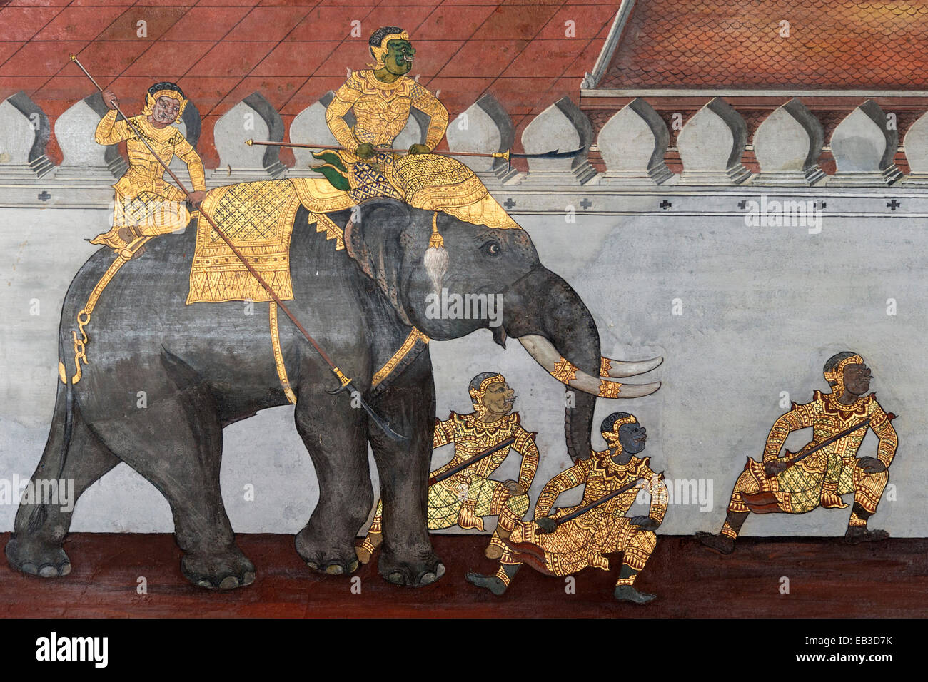 Ramakien gallery detail, Wat Phra Kaew compound, Grand Palace, Bangkok ...