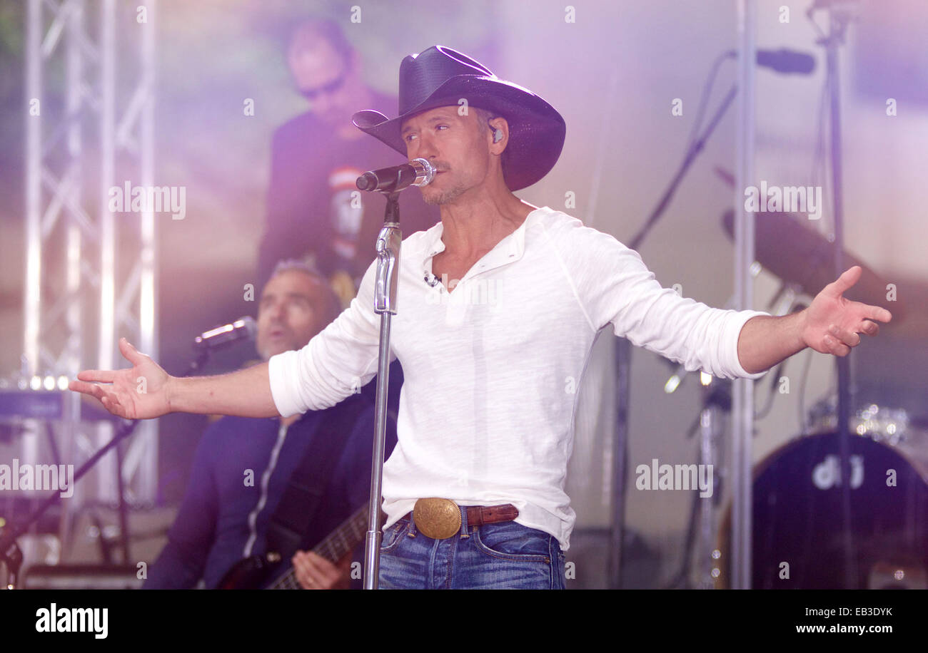 Tim McGraw performing live on 'The Today Show' at the Rockefeller Plaza ...
