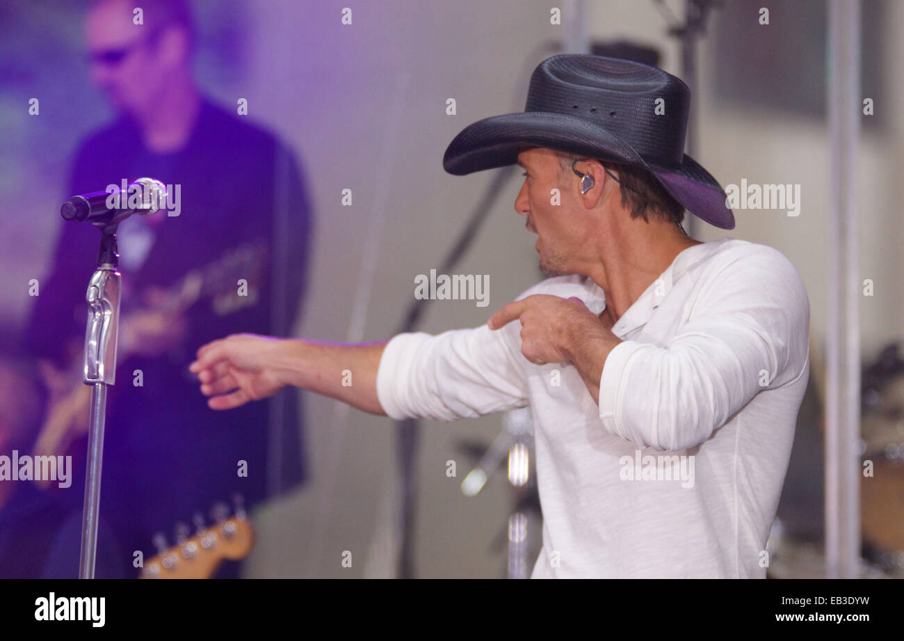 Tim McGraw performing live on 'The Today Show' at the Rockefeller Plaza ...