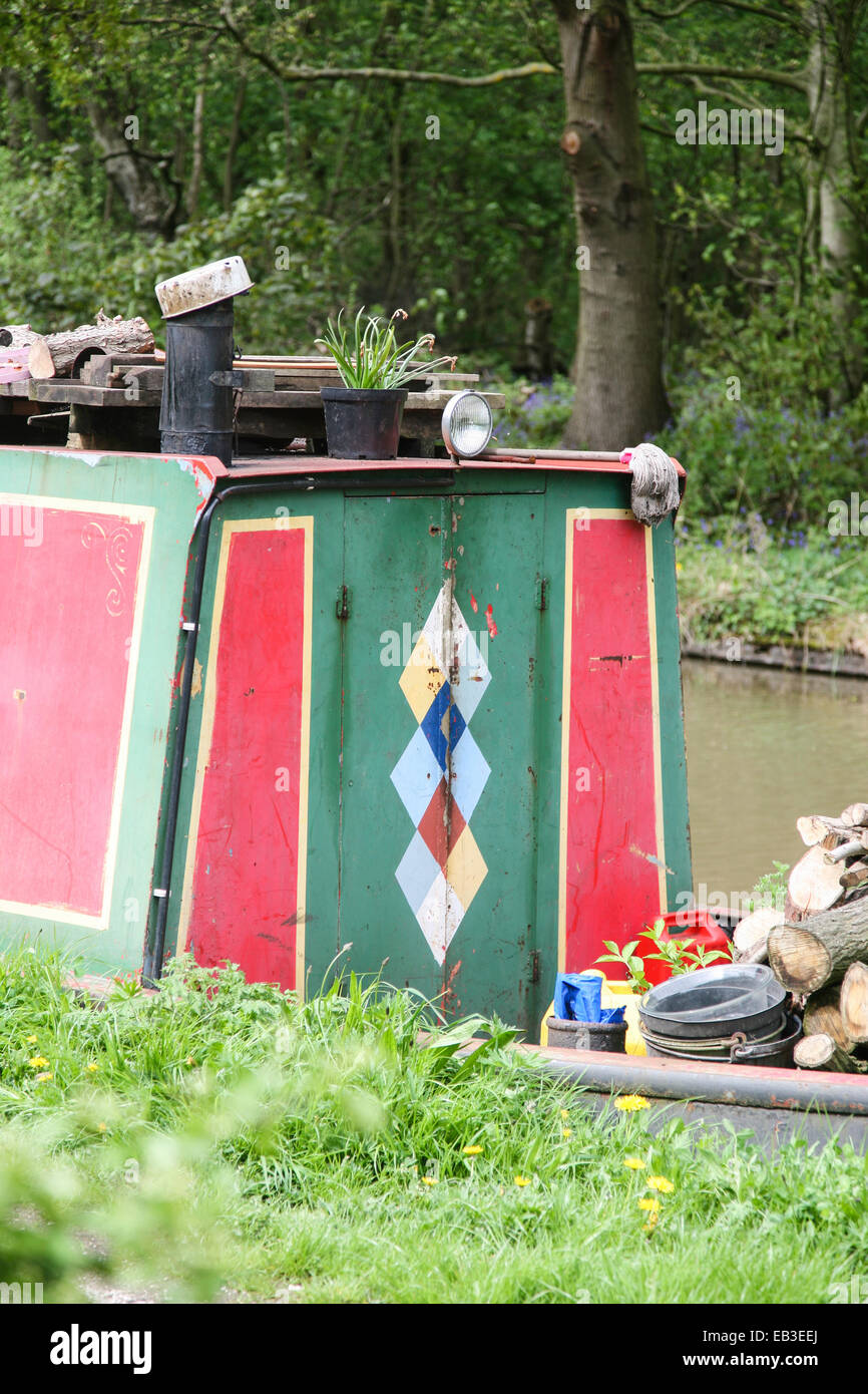 colourful barge on English canal Stock Photo - Alamy