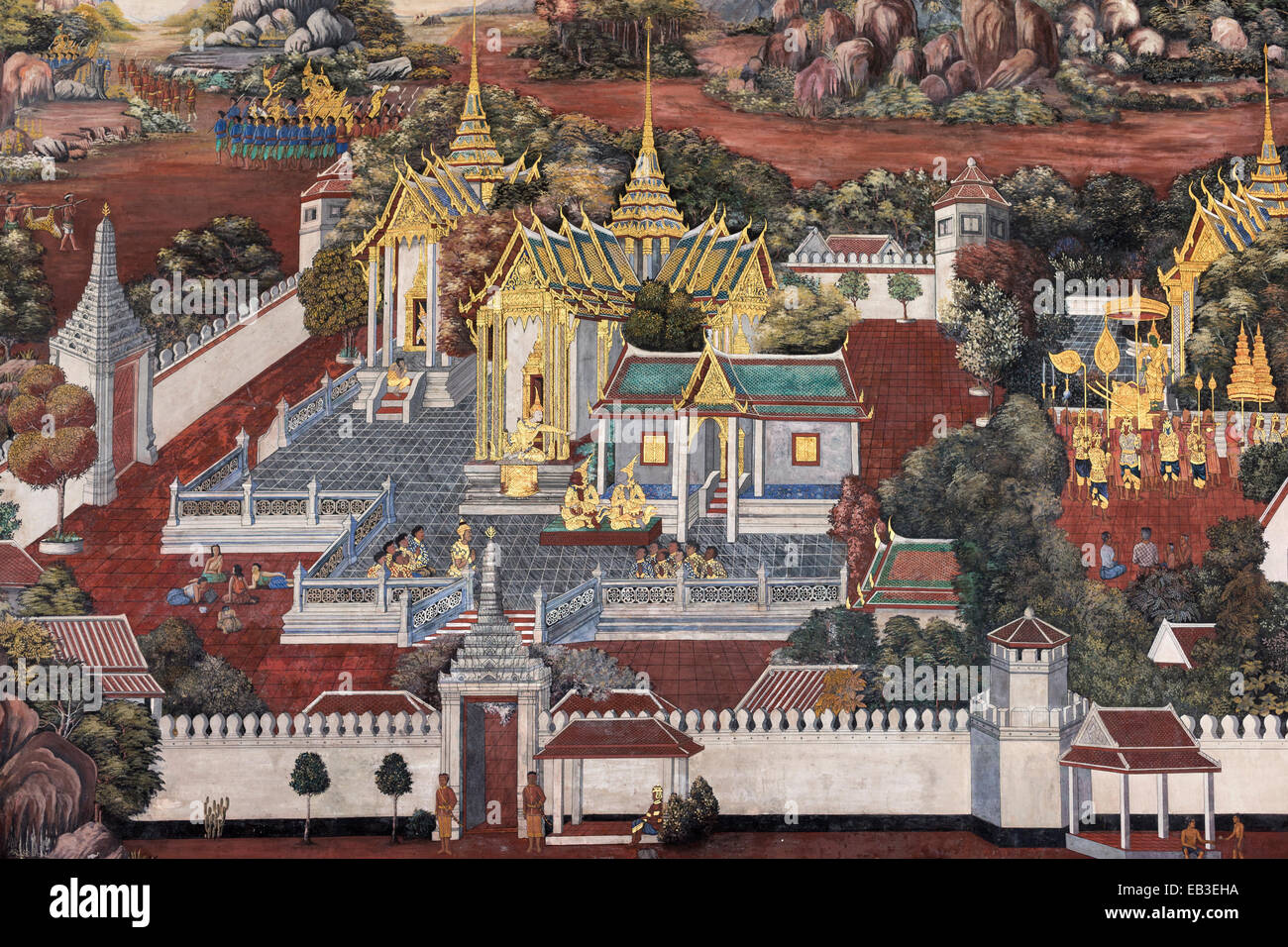 Ramakien gallery detail, Wat Phra Kaew compound, Grand Palace, Bangkok ...