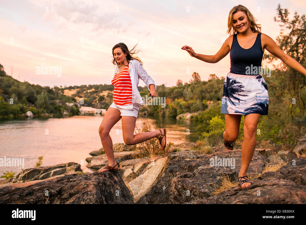 Two Teenage Girls Running High Resolution Stock Photography and Images ...