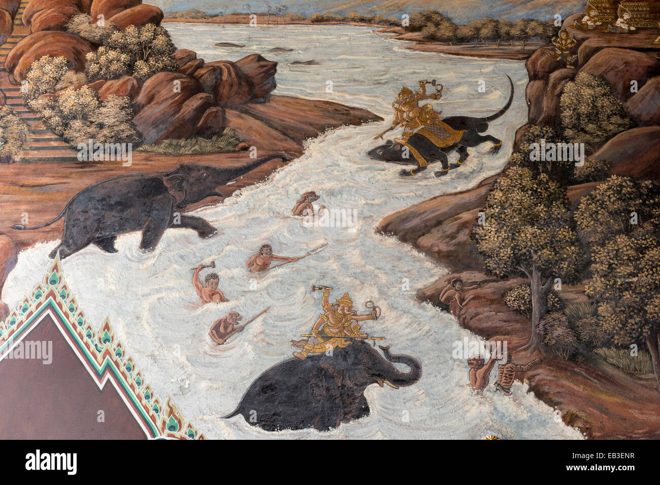 Ramakien gallery detail, Wat Phra Kaew compound, Grand Palace, Bangkok ...