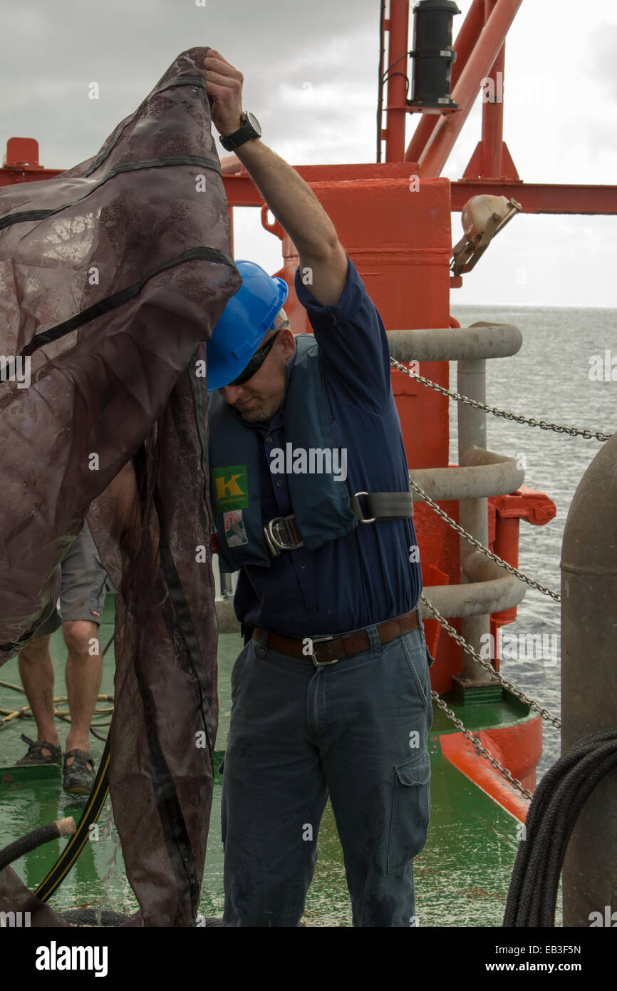 recovering a scientific trawl from 500 to 1000 meters depth and ...