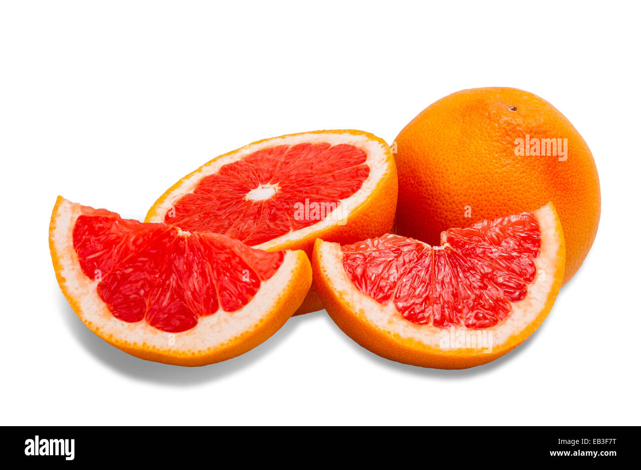 Ripe grapefruit sliced isolated on white background Stock Photo - Alamy