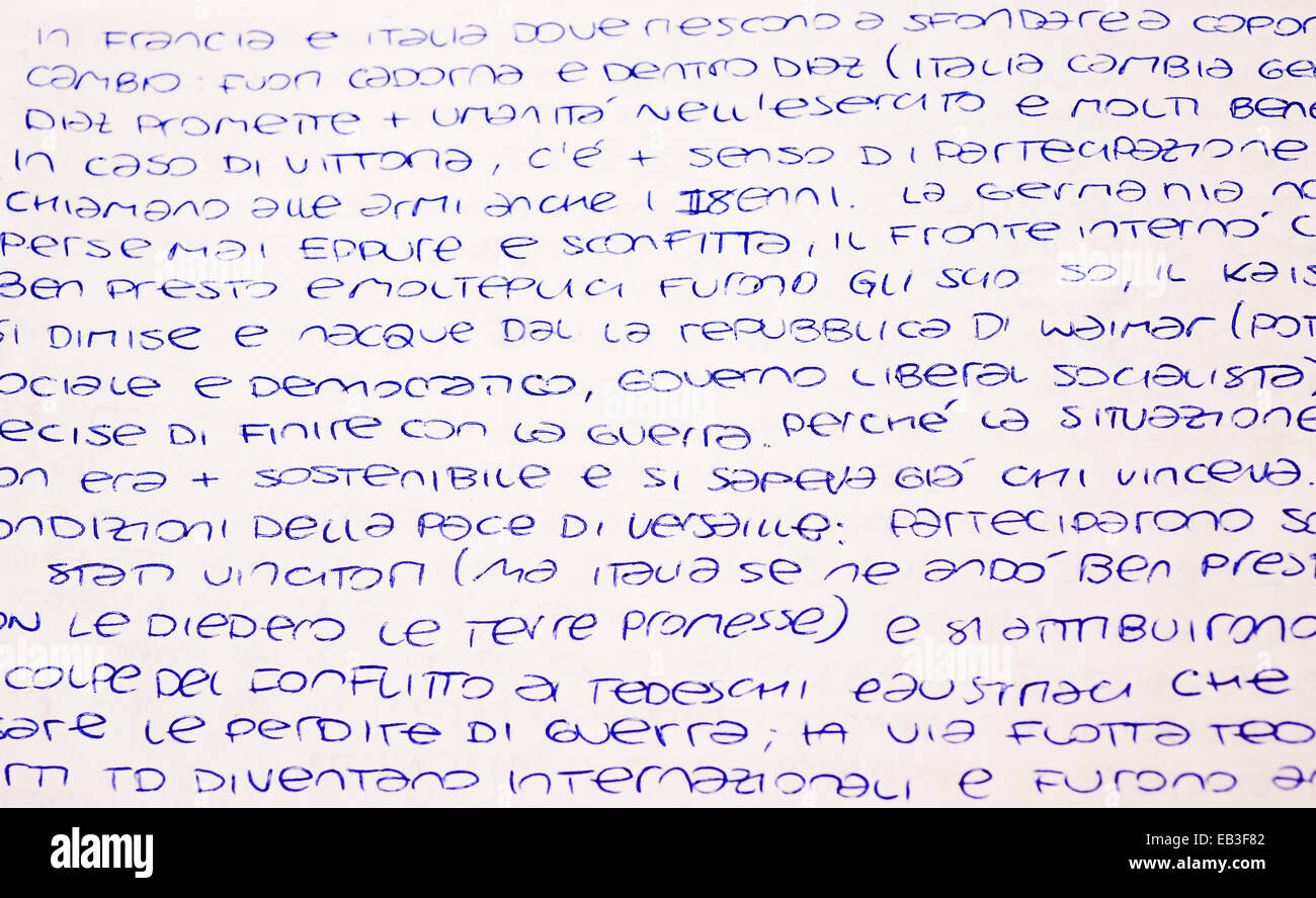 handwritten on white paper with blue pen Stock Photo - Alamy