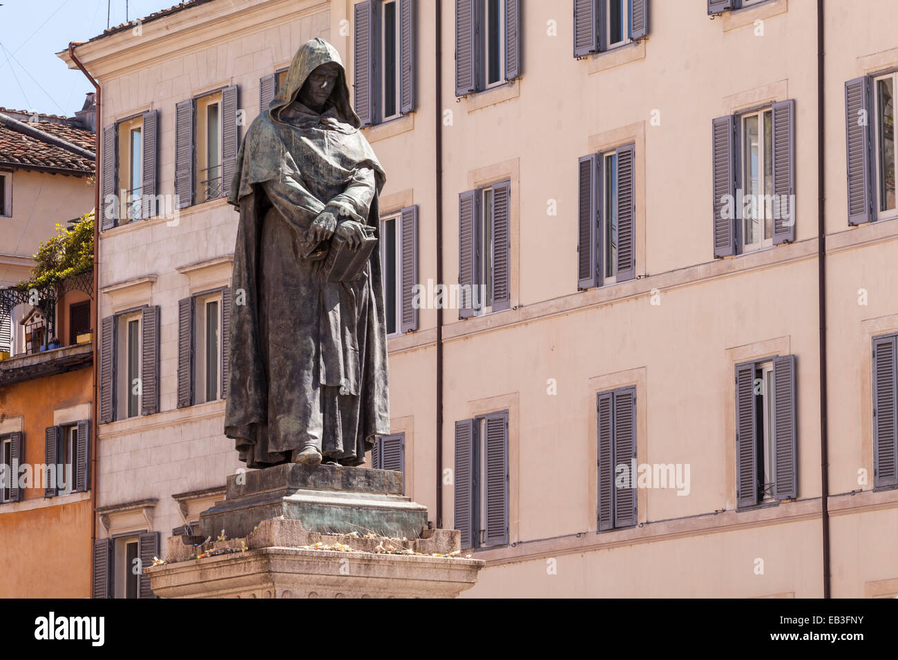The statue of Giordano Bruno in Campo de' Fiori. It was sculpted by ...