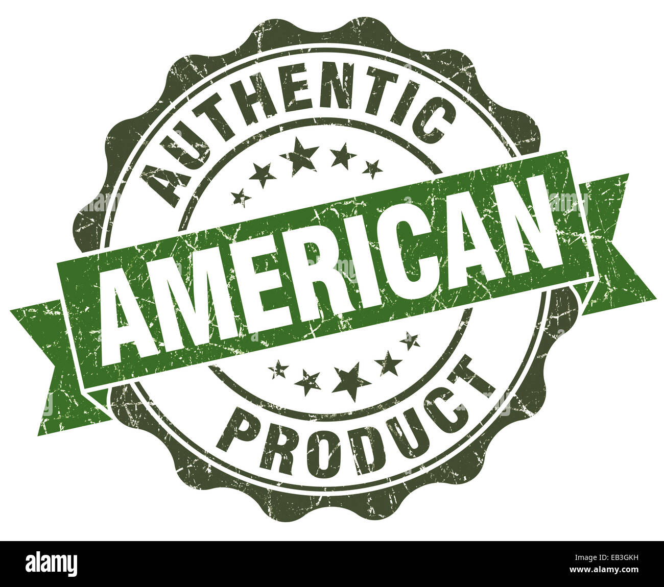 American product green grunge retro style isolated seal Stock Photo - Alamy
