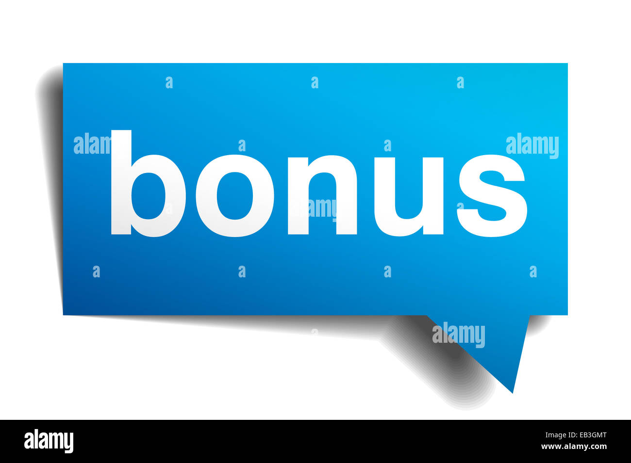 Bonus blue 3d realistic paper speech bubble isolated on white Stock ...