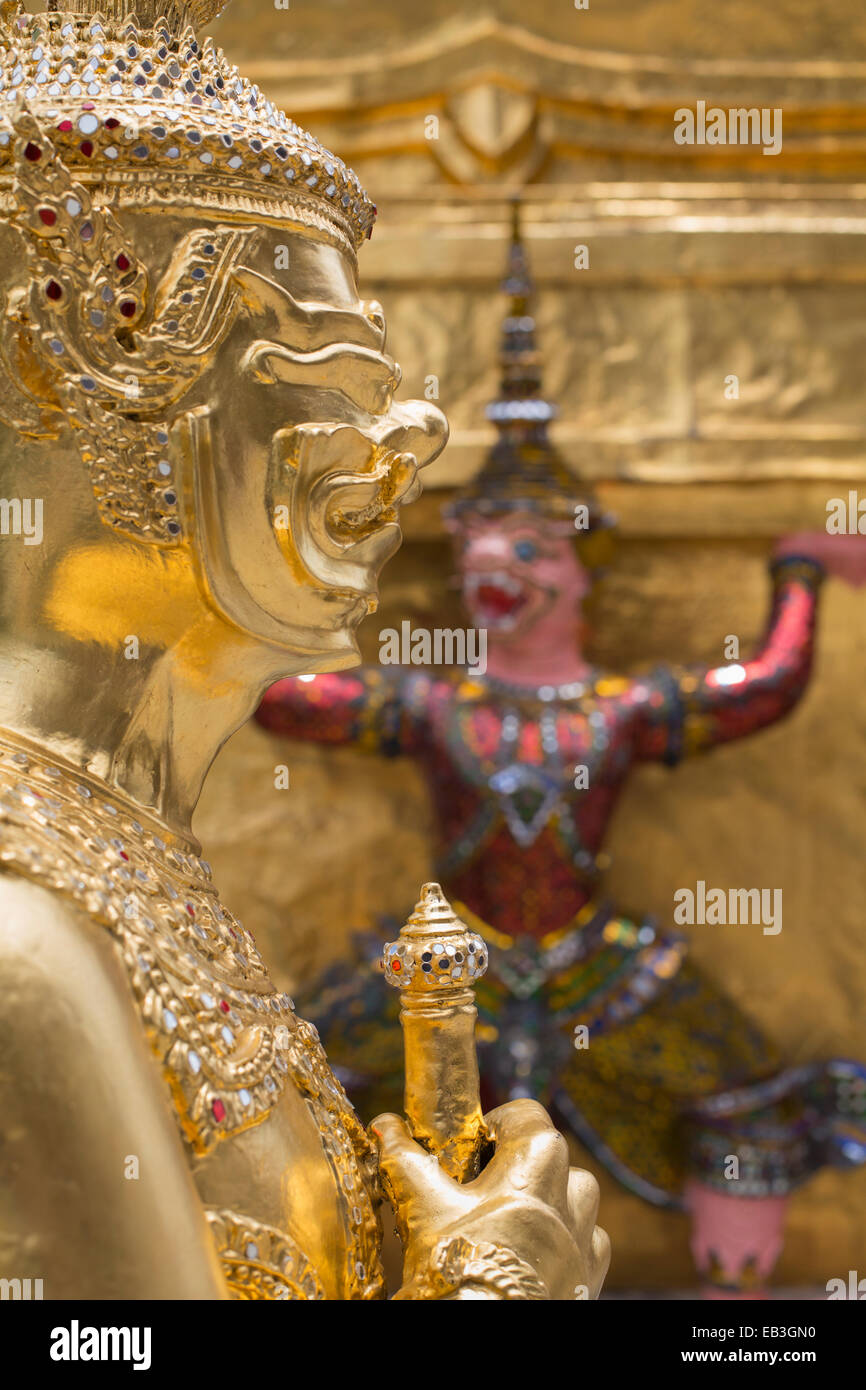 Gold statue, Wat Phra Kaew compound, Grand Palace, Bangkok Stock Photo ...