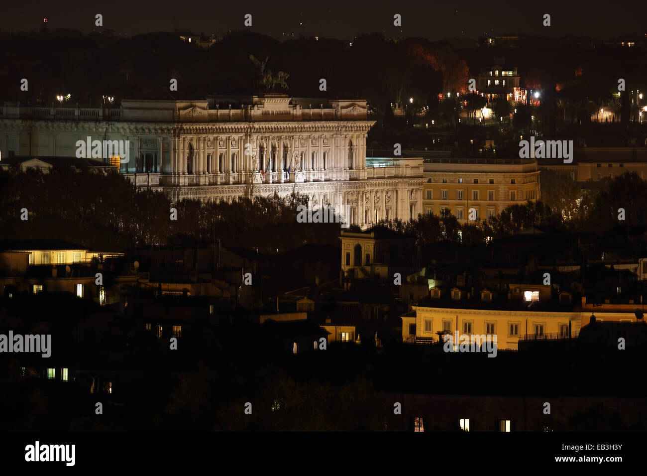 Palace of Justice courthouse building at night in Rome, Italy Stock ...