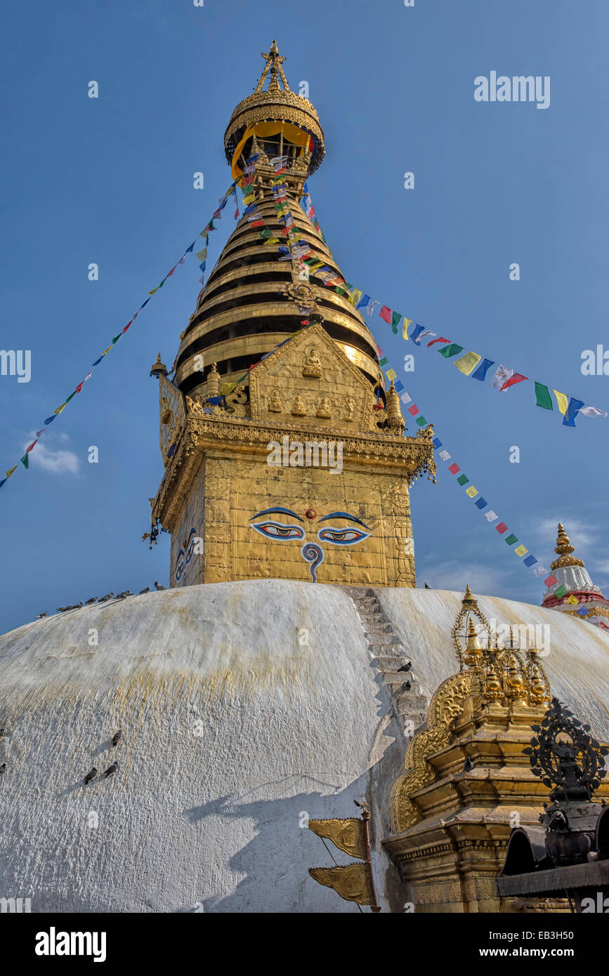Swayambhu Stupa at Monkey Temple in Kathmandu Valley, Nepal Stock Photo ...