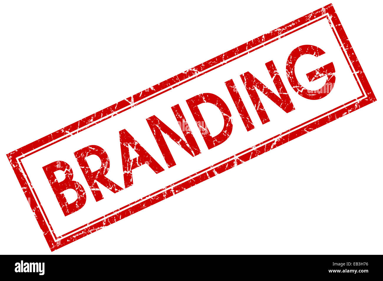 Branding red square grungy stamp isolated on white background Stock ...