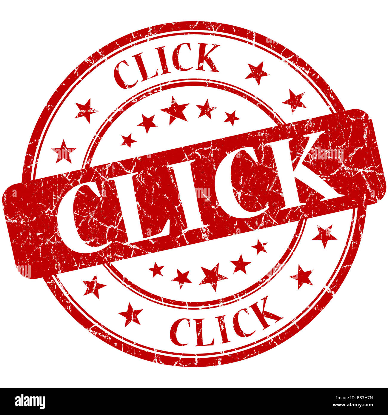 Click red round grungy vintage rubber stamp Stock Photo - Alamy