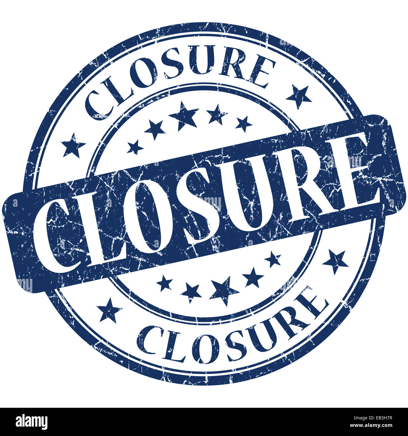 Closure grunge blue round stamp Stock Photo - Alamy
