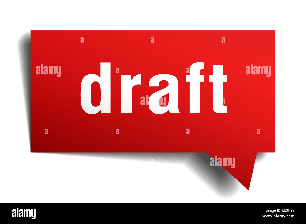 draft red 3d realistic paper speech bubble Stock Photo - Alamy