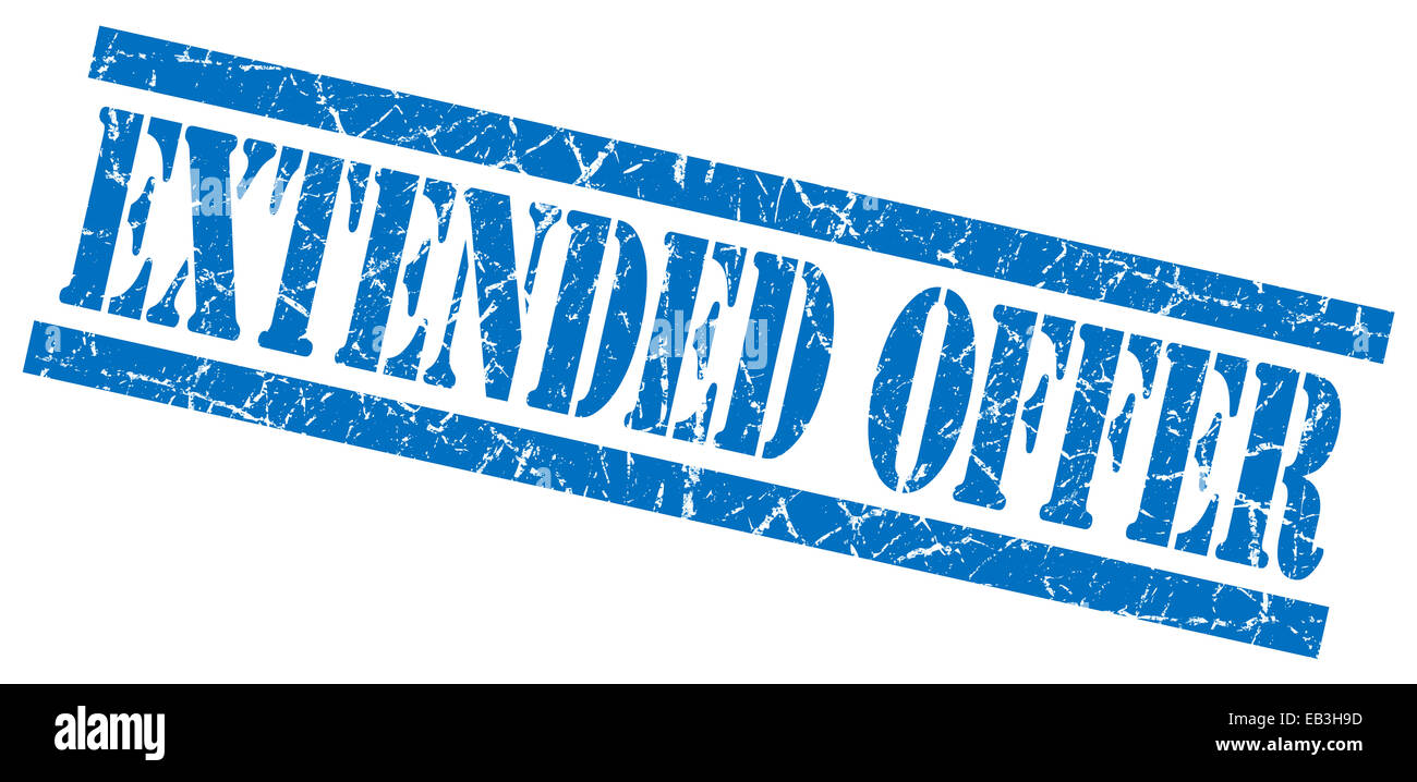 extended offer blue grungy stamp isolated on white background Stock Photo - Alamy