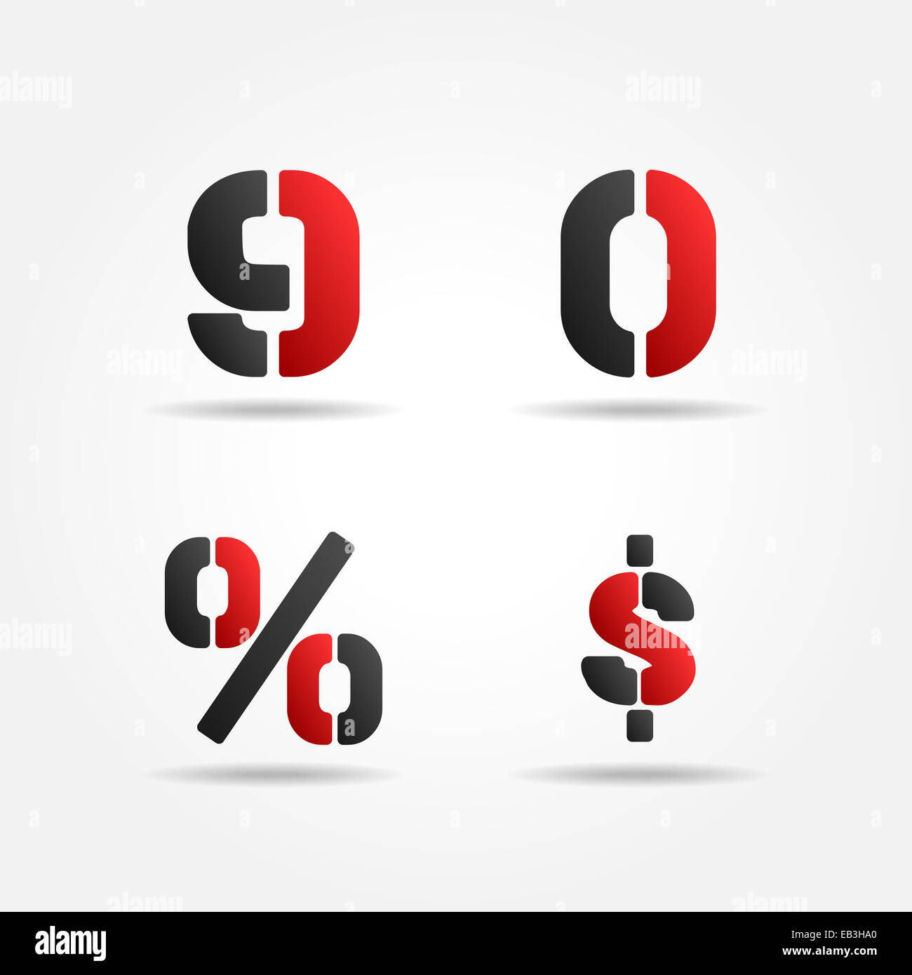 90 3d red stencil numbers Stock Photo - Alamy