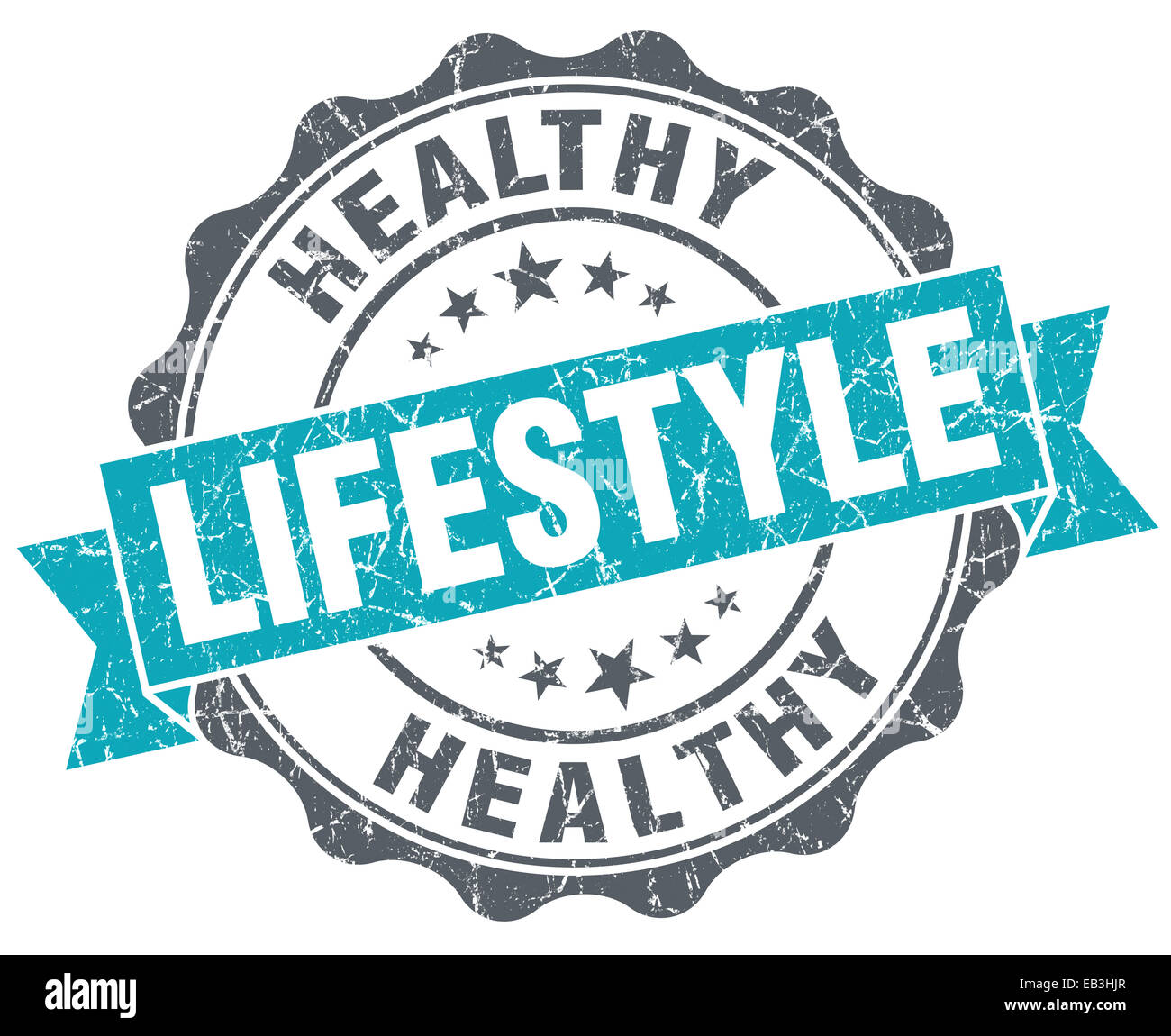 Healthy lifestyle turquoise grunge retro vintage isolated seal Stock ...