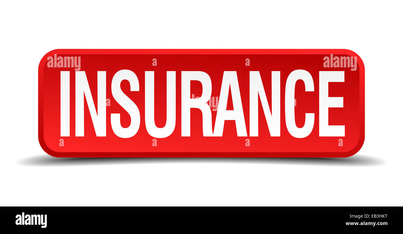 Insurance red 3d square button on white background Stock Photo - Alamy