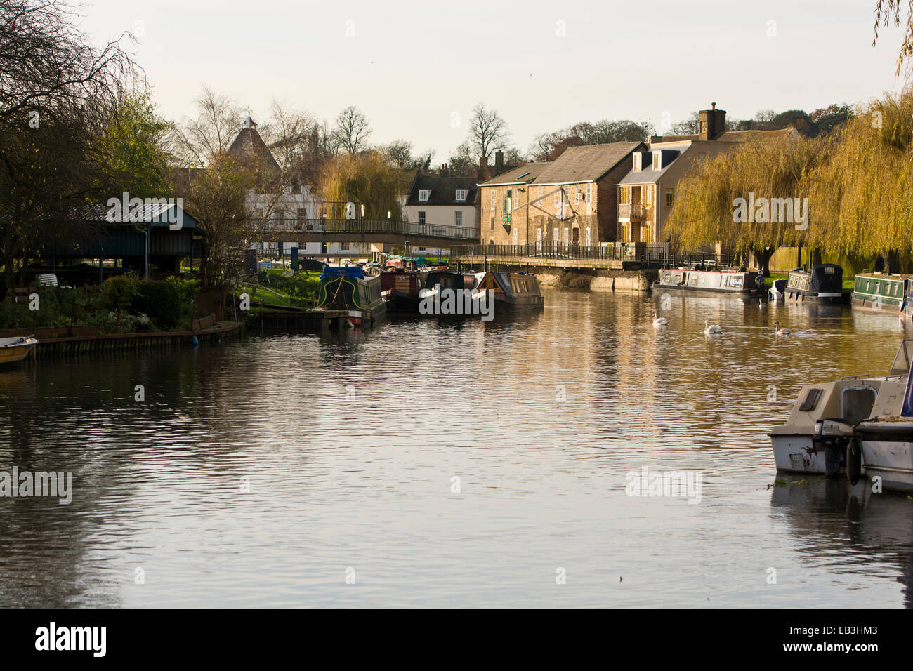 Ely river waterfront quayside boats River Great Ouse Stock Photo - Alamy