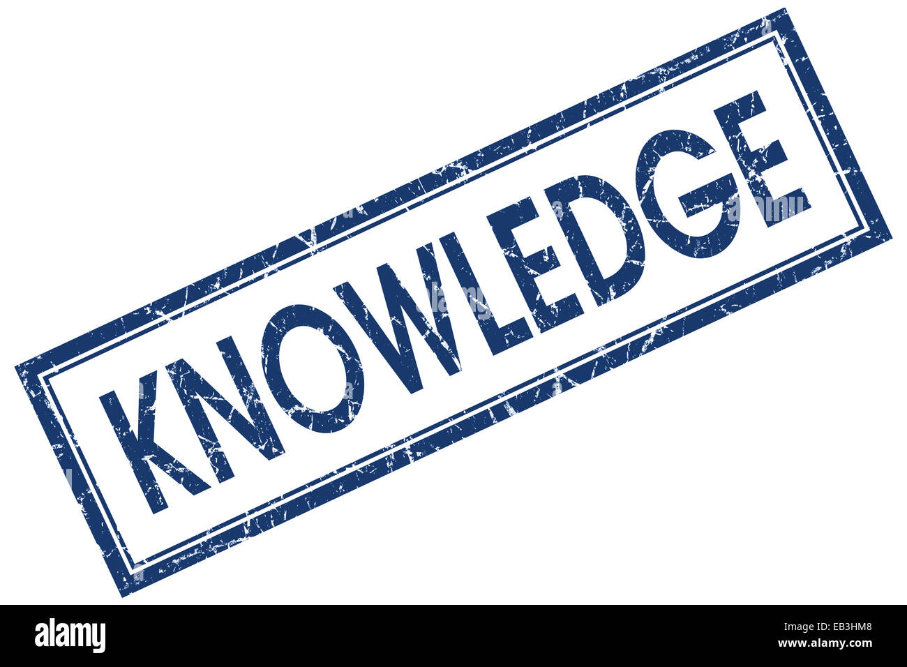 Knowledge blue square grungy stamp isolated on white background Stock ...