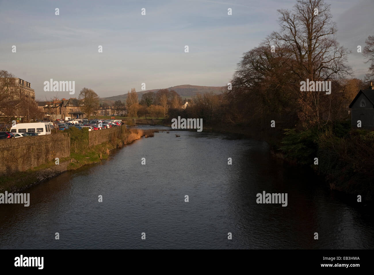 Weather Blue skies over the river in Kendal in the Lake District Stock ...